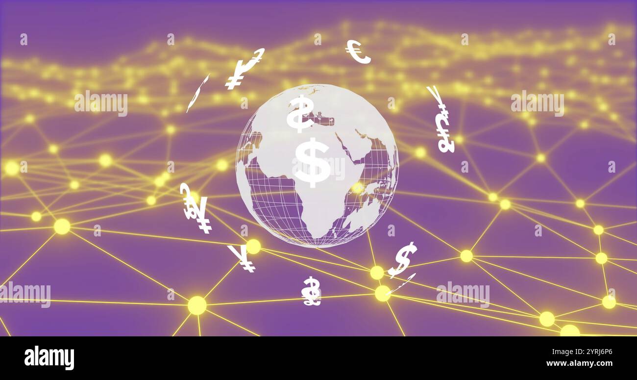 Currency symbols network connections hi-res stock photography and ...