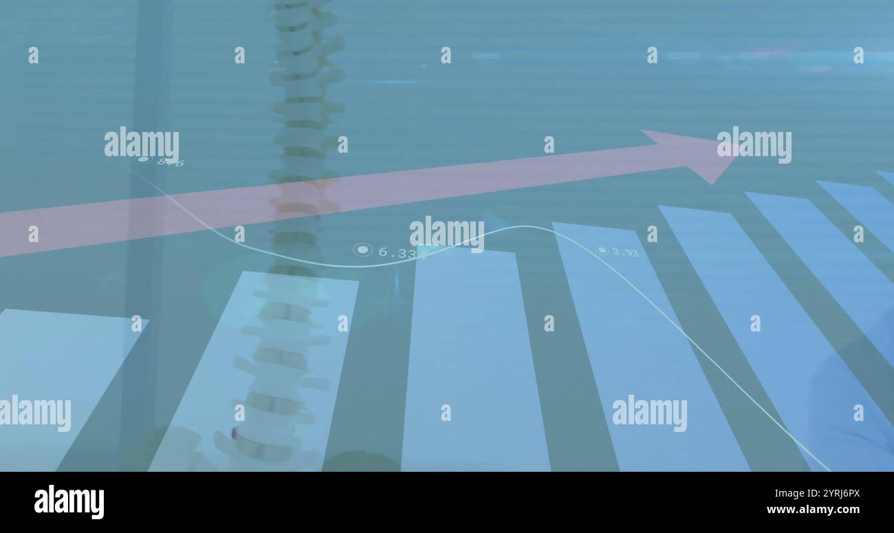 Analyzing X-ray, doctors with medical data charts and graphs over image ...
