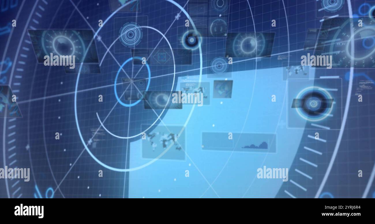 Image Of Digital Data Processing Over Scope Scanning On Black Background Global Connections