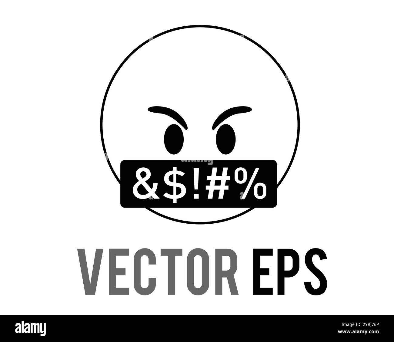 The isolated angry black line angry with black bar face icon and white ...