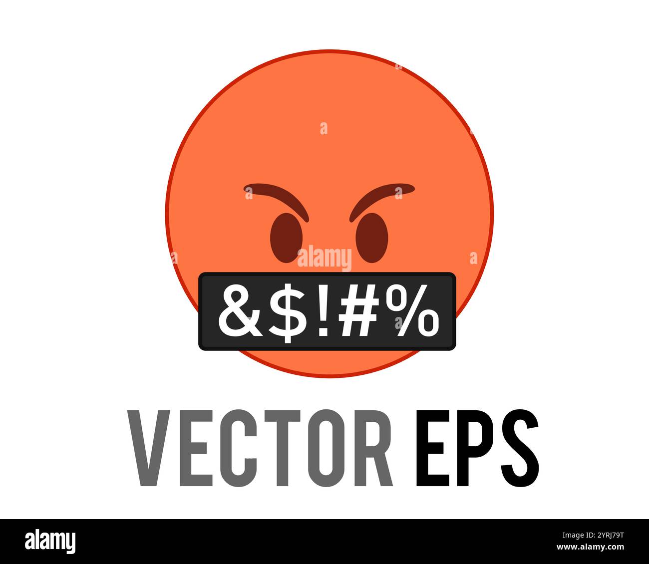 The isolated angry angry with red flat face icon and white grawlixes ...