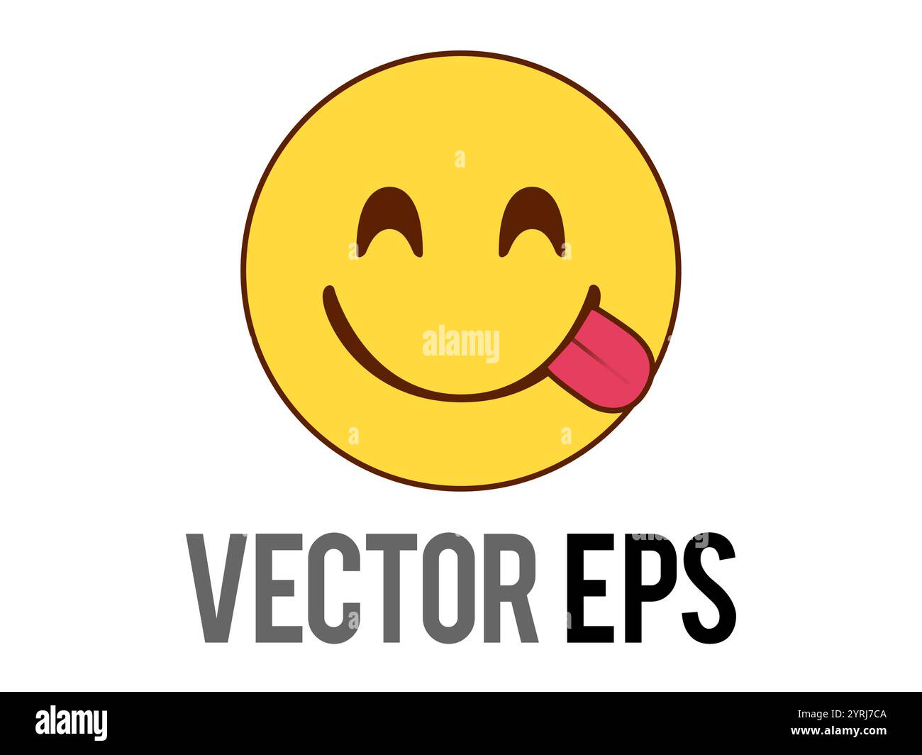The isolated vector yellow smiley and tasting food face flat icon with ...