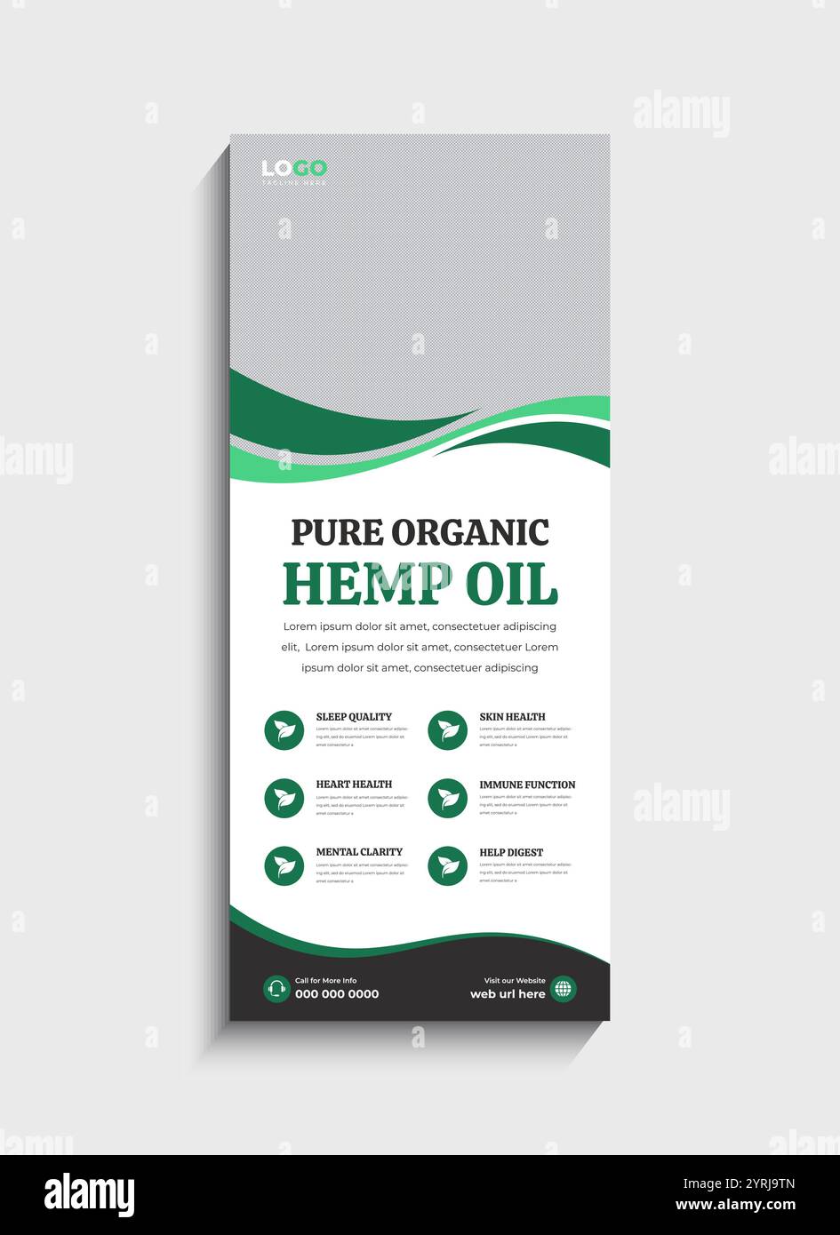 Hemp CBD oil standee roll up banner template design Stock Vector Image ...