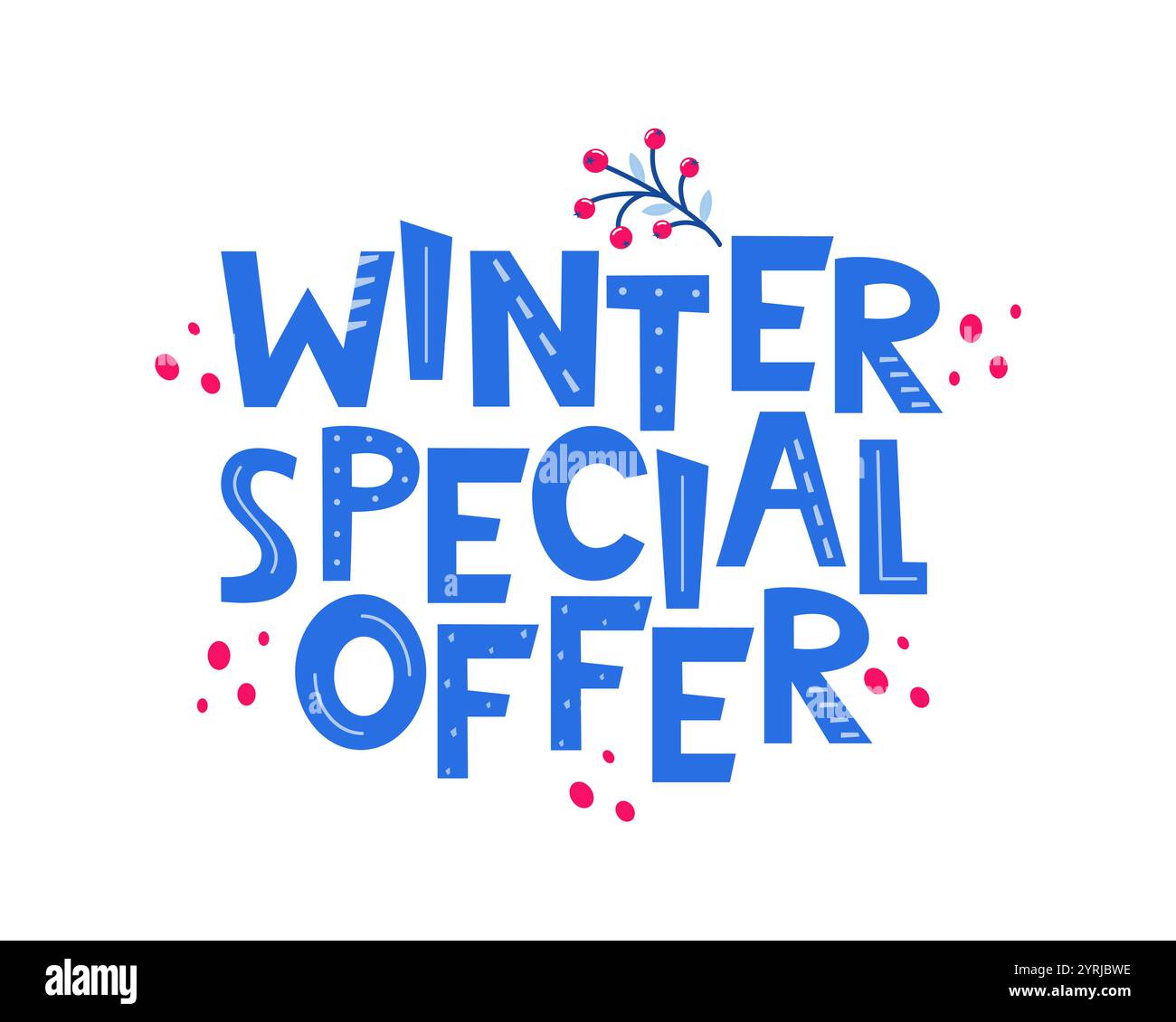 Winter special offer banner text in blue and white colors, business ...