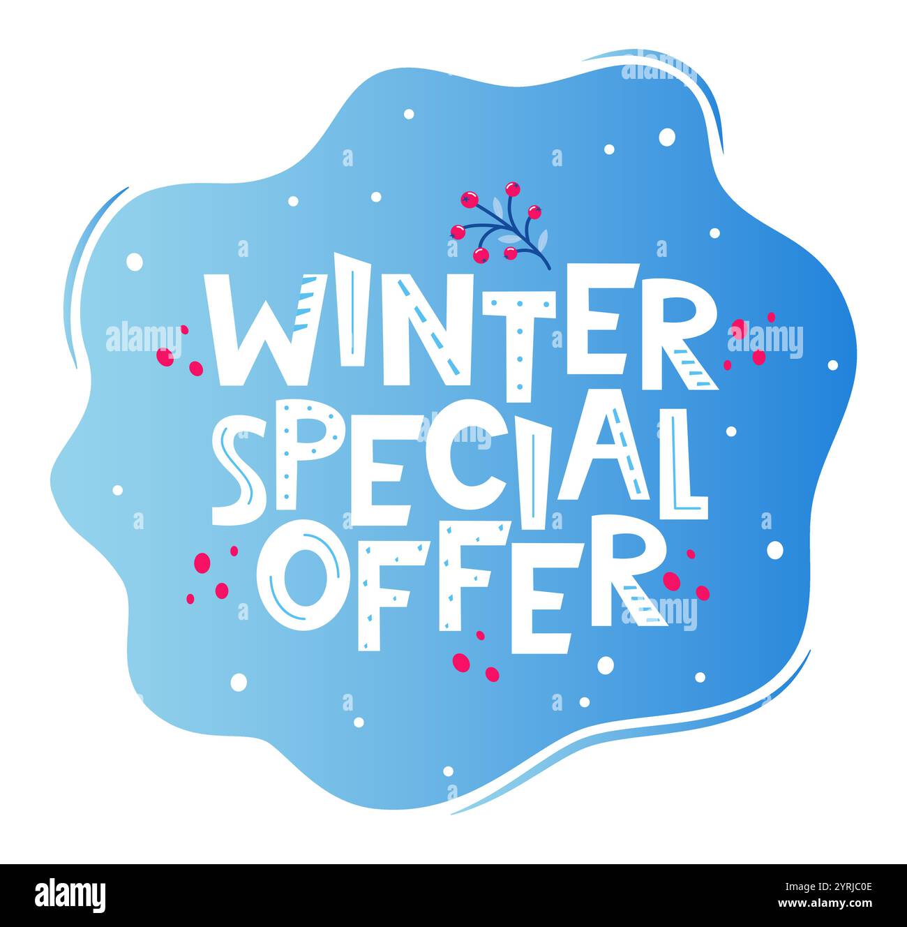 Winter special offer banner text in blue and white colors, business ...