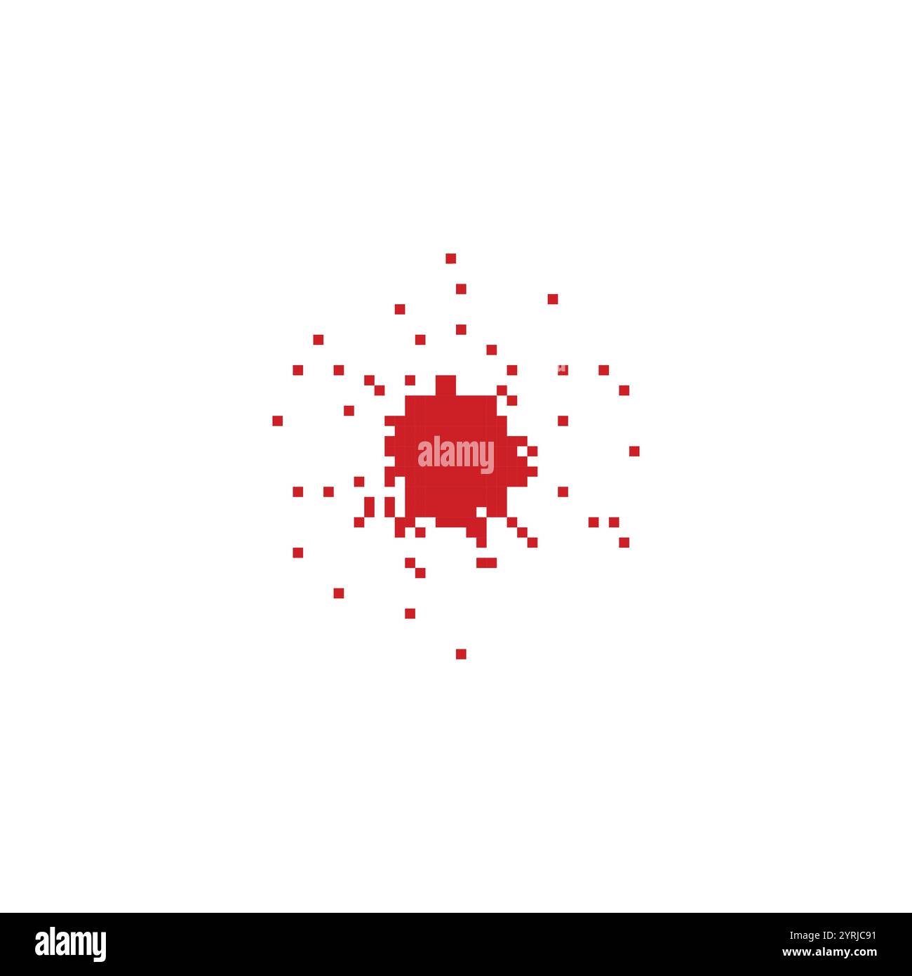 Red blood splatter in pixel art style. Pixelated blood stain with drips ...