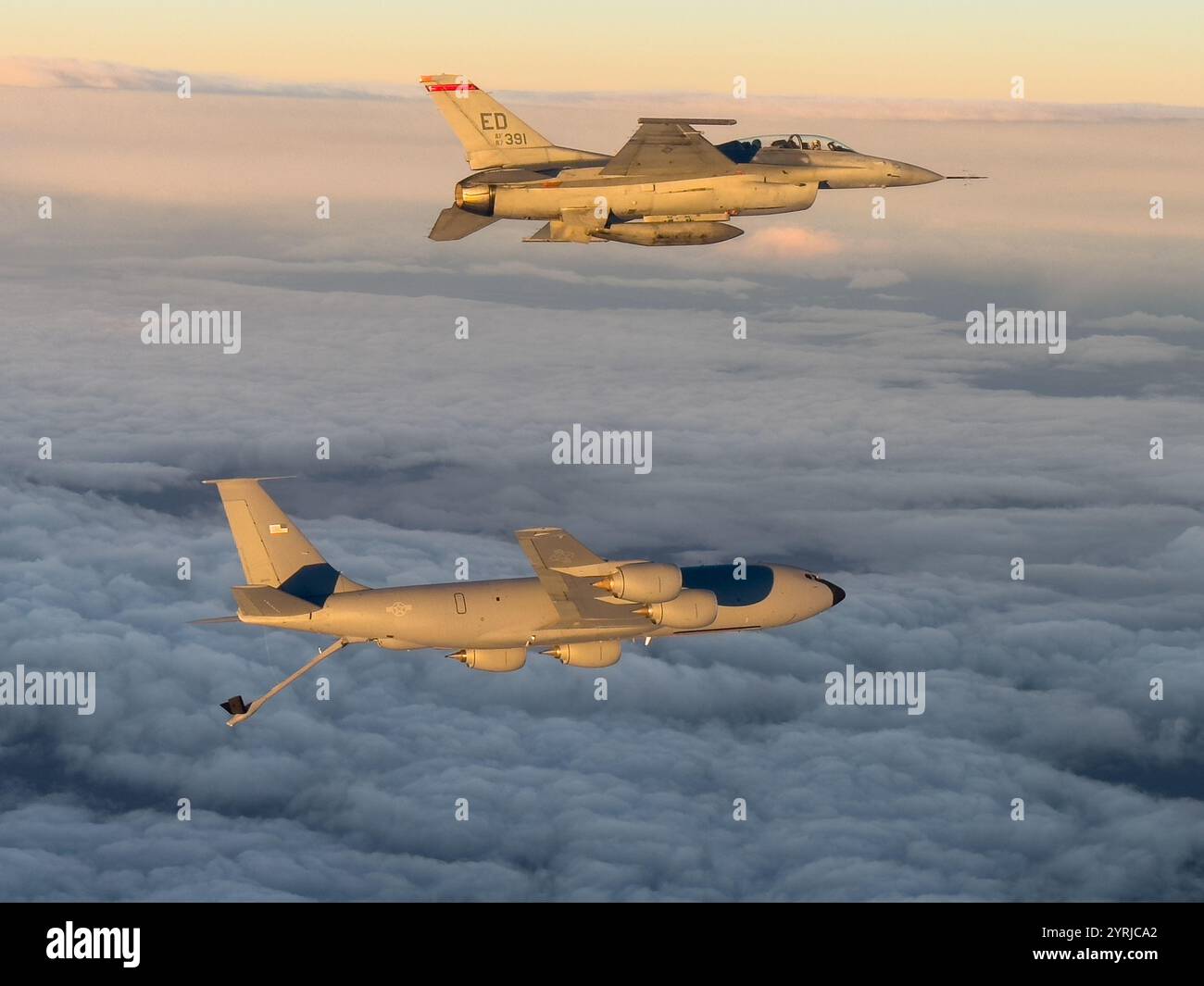 An F-16D assigned to the 416th Flight Test Squadron and a KC-135 ...