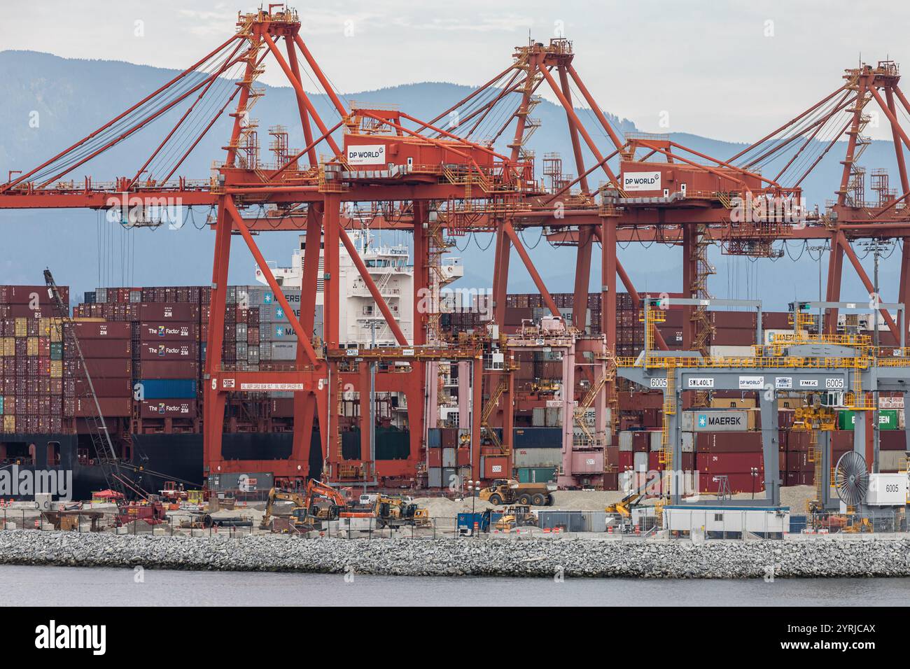 Container port terminal in Vancouver, Canada. The bustling Port of ...