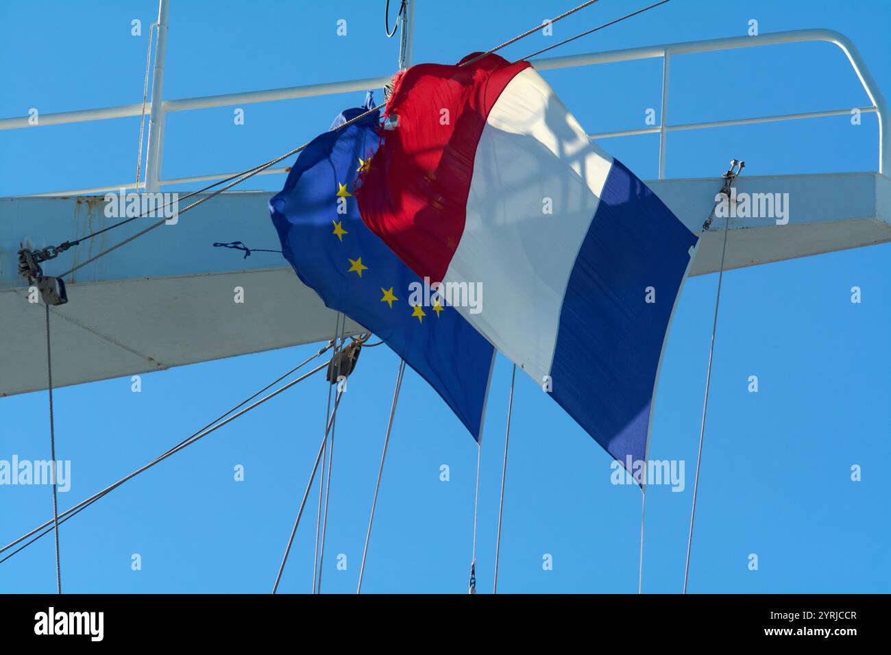 French european union flags flutter hi-res stock photography and images ...