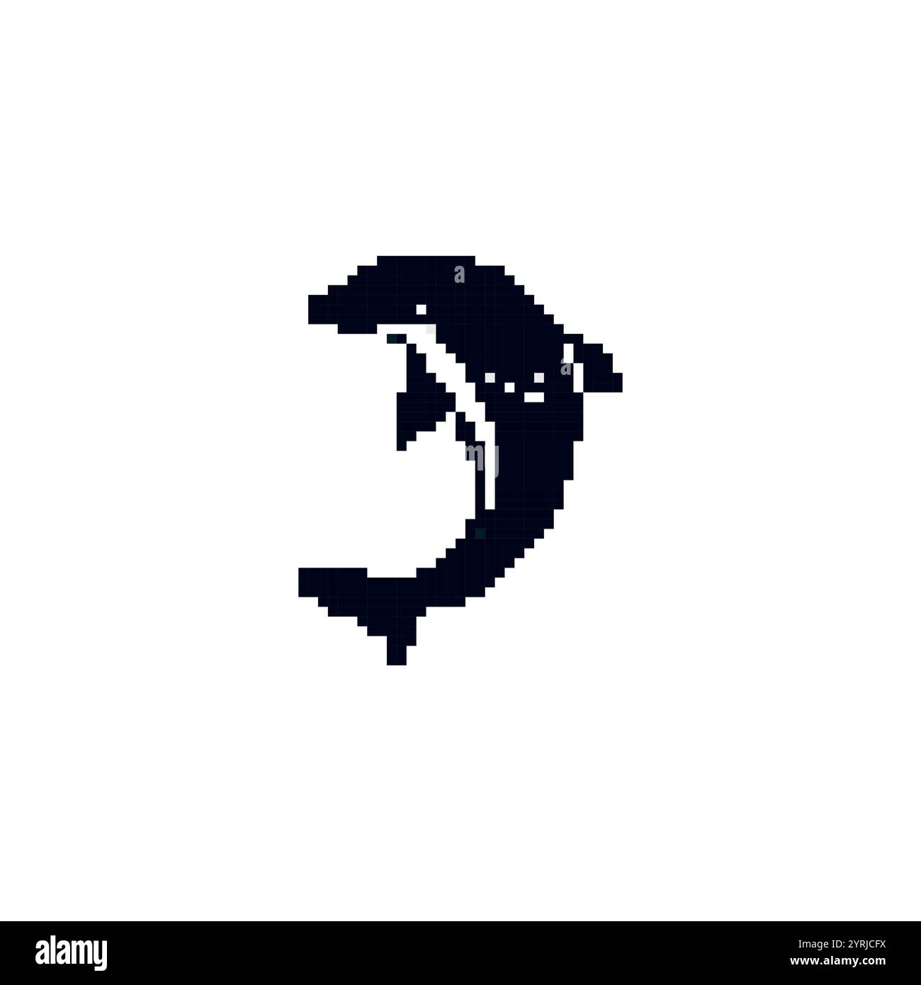 Pixel art black dolphin silhouette. Minimalistic dolphin icon in pixelated retro style Stock ...