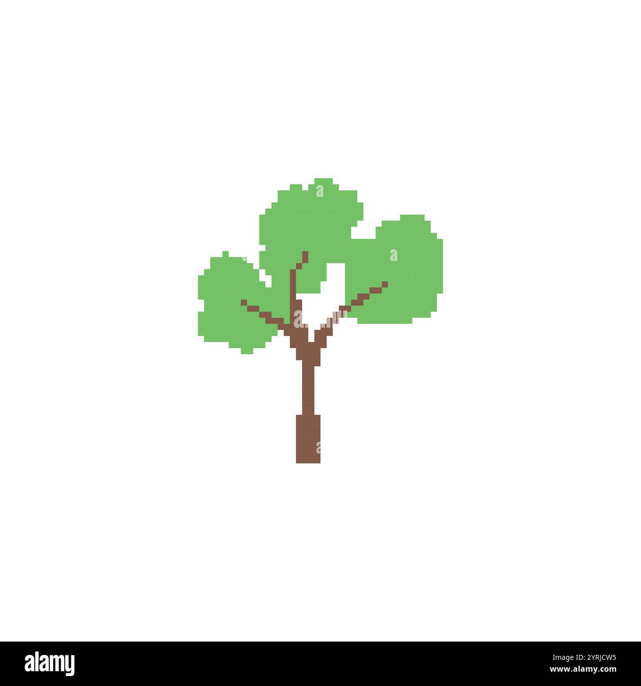 Simple pixelated tree icon. Minimalistic pixel art tree with green ...