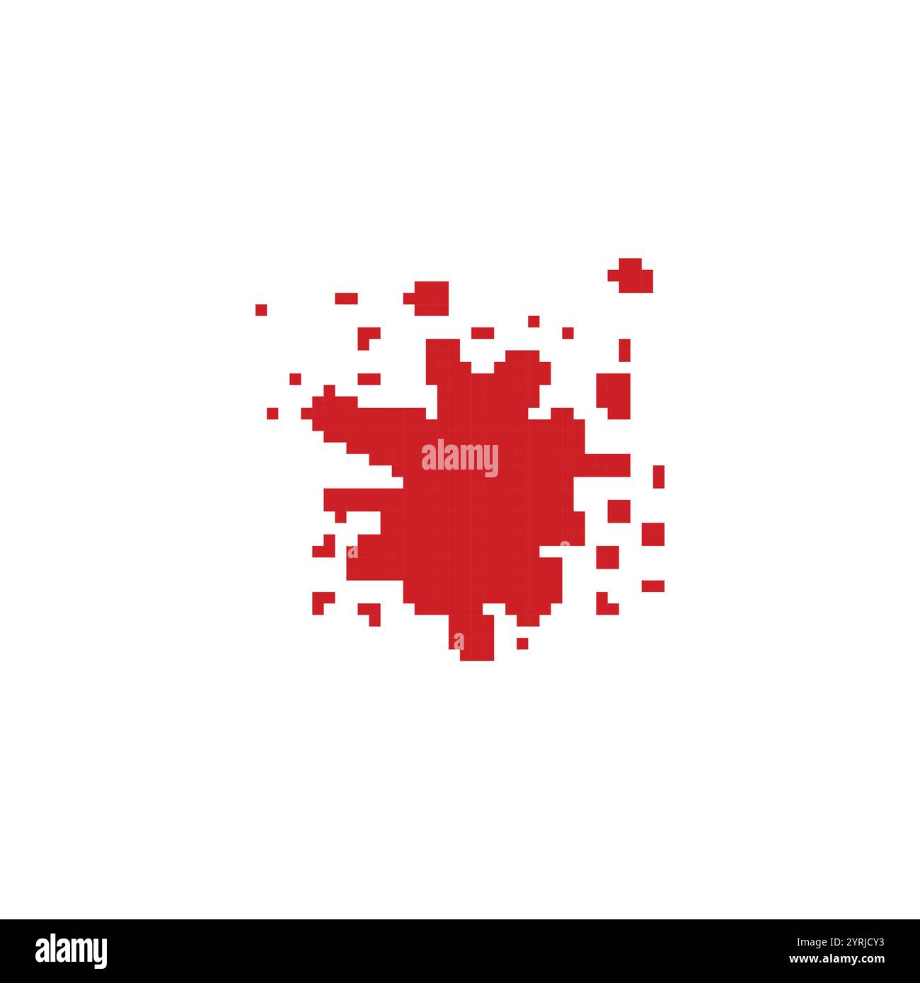 Red blood splatter in pixel art style. Pixelated blood stain with drips ...
