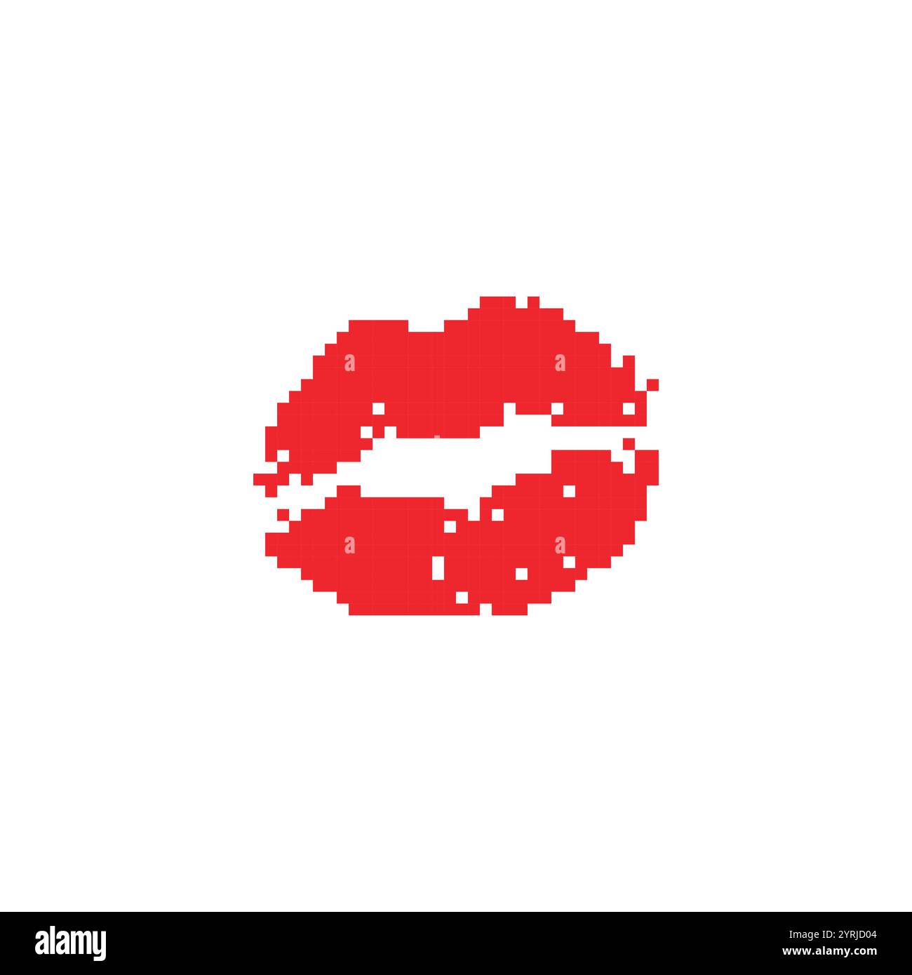 Red pixelated lips in retro digital style. Minimalistic red lips icon ...
