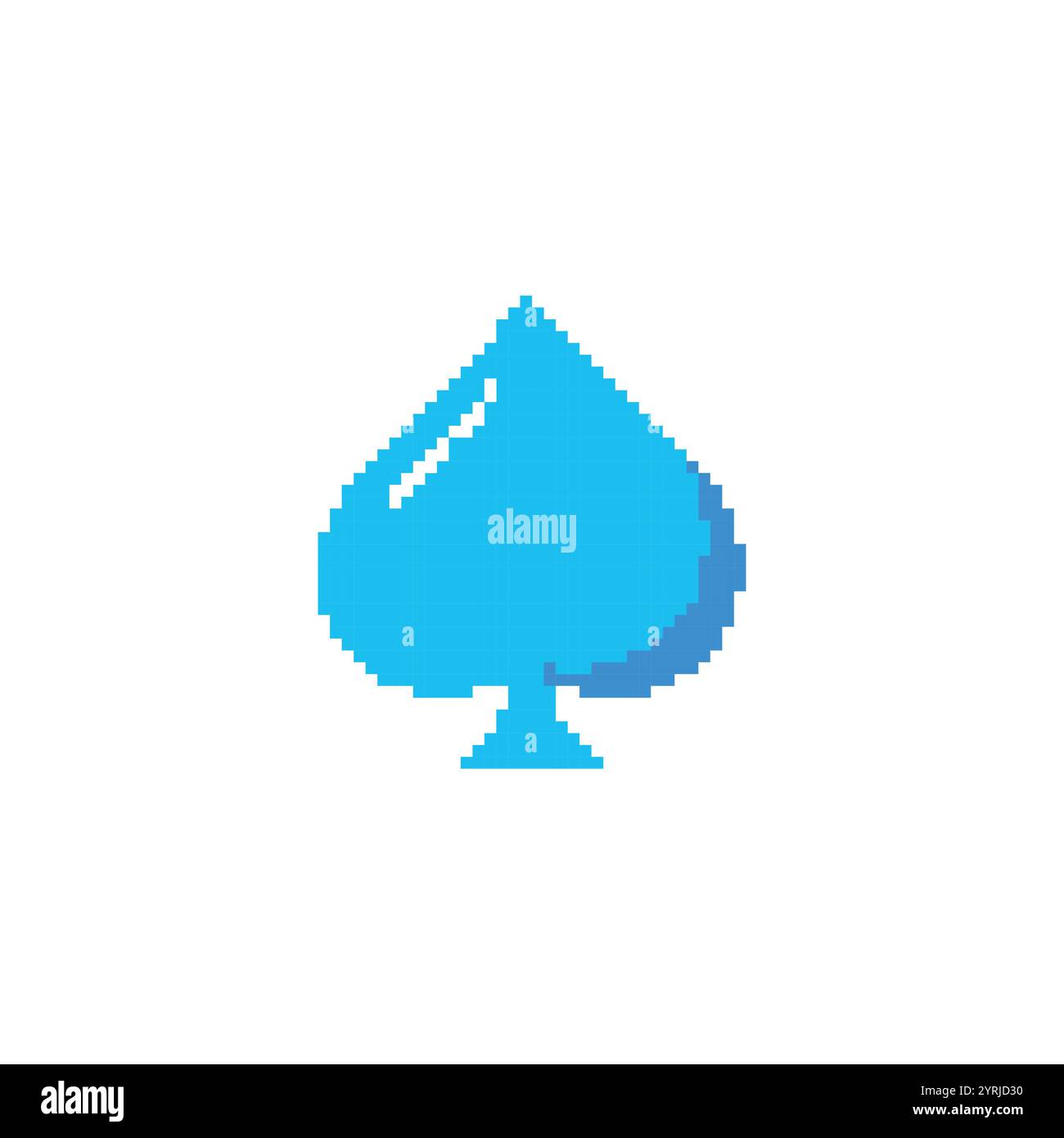 Pixel art blue spade symbol with highlights. Minimalist card suit ...
