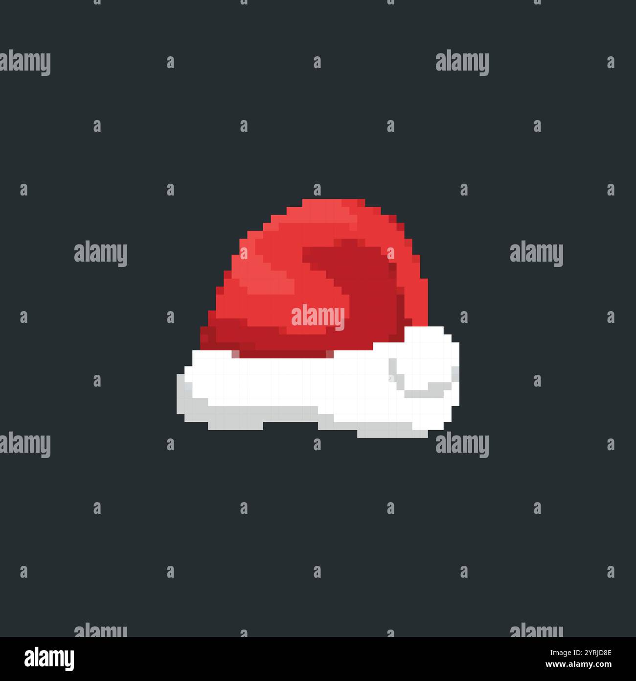 Pixelated Santa hat illustration. Simple pixel art of a red Santa hat ...
