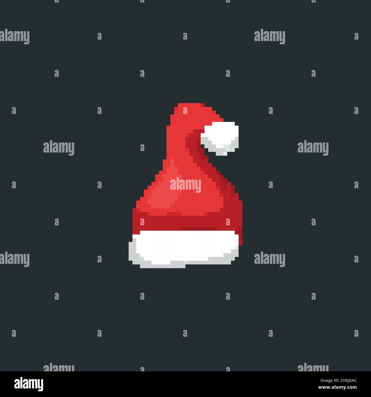 Pixelated Santa hat illustration. Simple pixel art of a red Santa hat ...