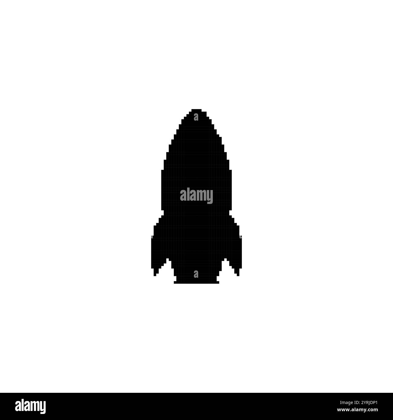 Pixel art black rocket silhouette. Minimalistic rocket icon in retro ...