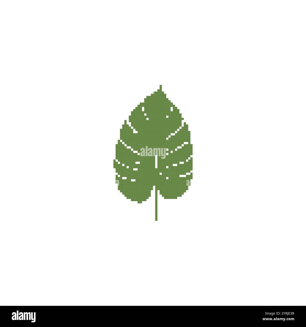 Pixel art green leaf illustration. Minimalistic leaf design in retro ...