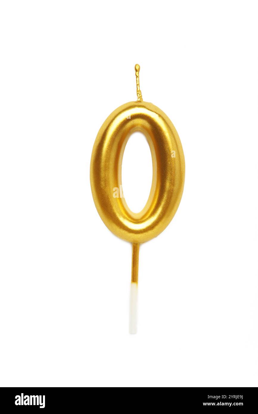 Birthday candles number zero isolated on white background. Top view ...