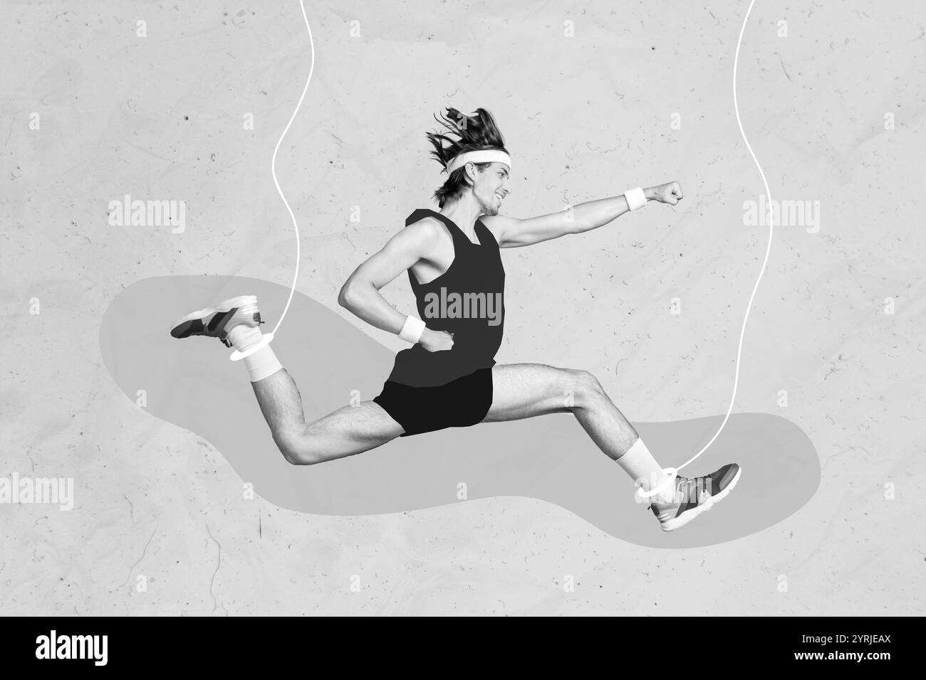 Collage artwork graphics picture of purposeful sporty guy running fast ...