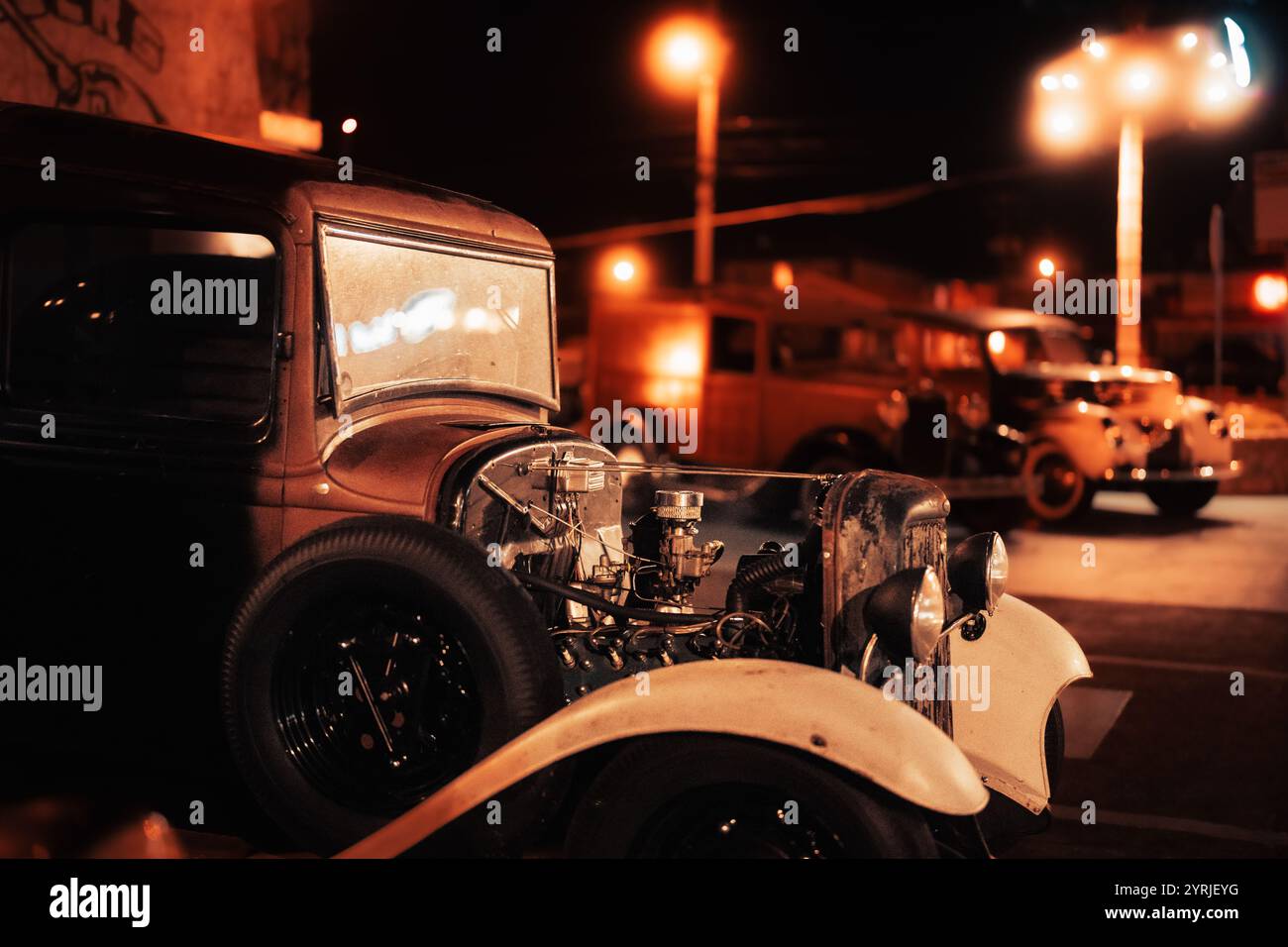 old cars at night Stock Photo - Alamy