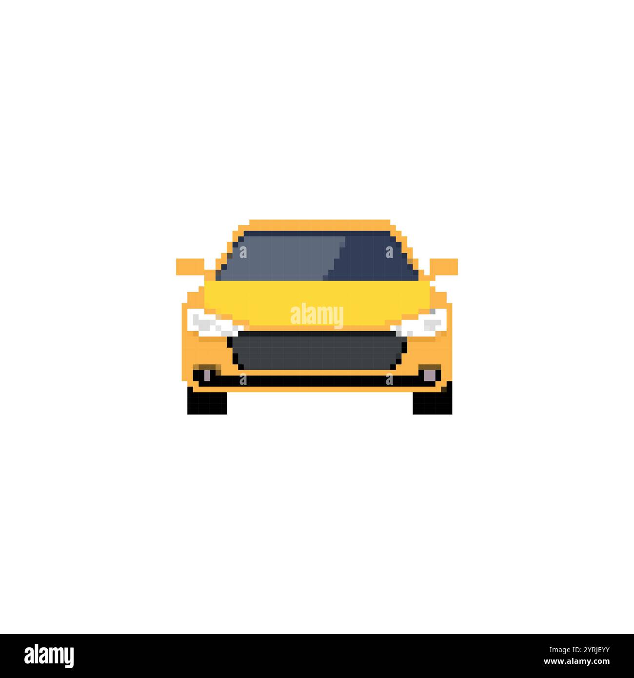 Pixelated sports car icon in front view. Retro pixel art sports car ...