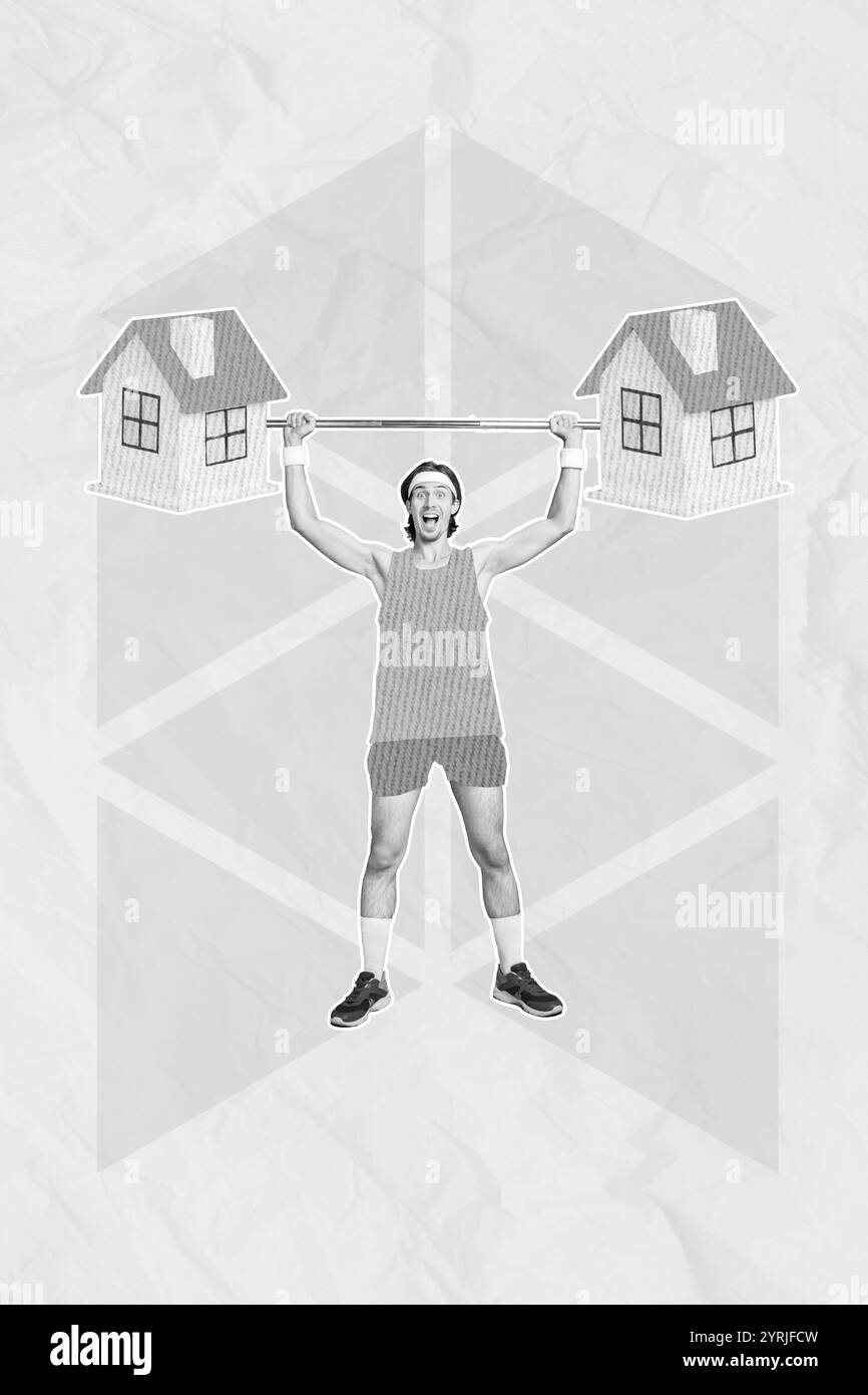 Creative 3d photo collage artwork graphics painting of strong funky ...