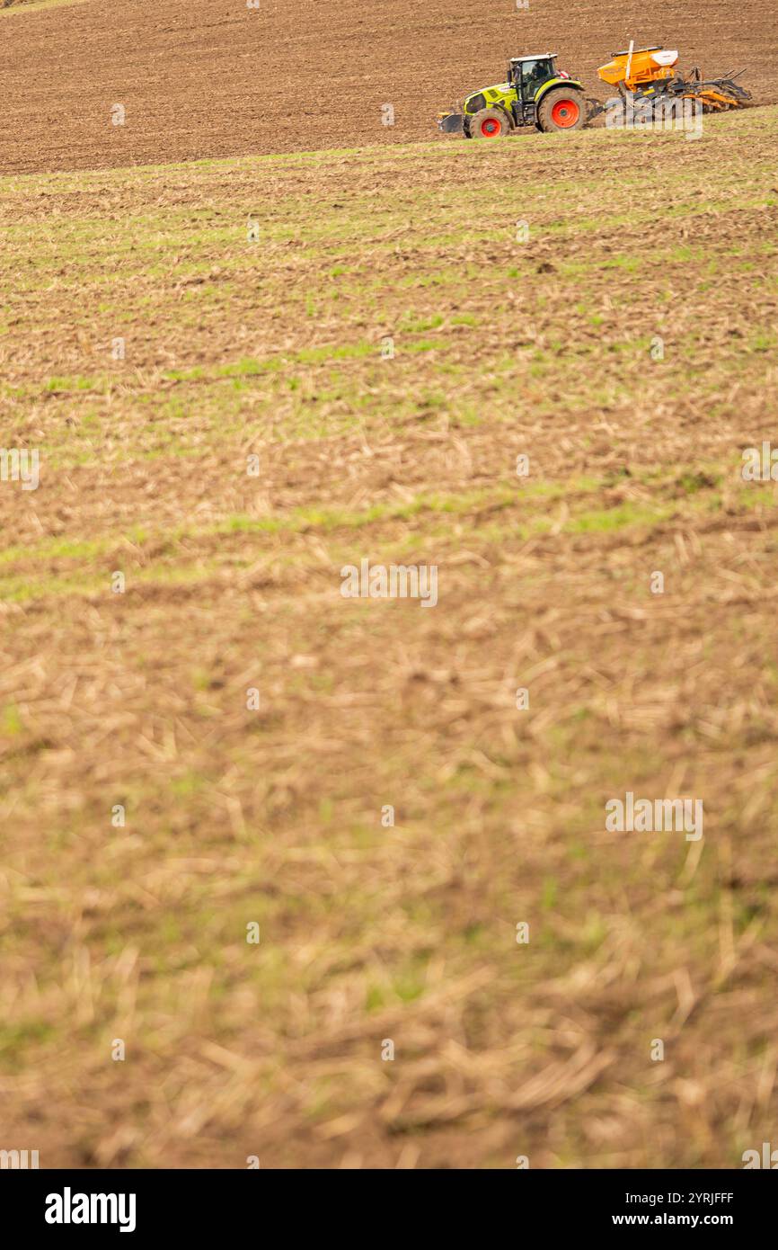 Top view field tractor working hi-res stock photography and images - Alamy