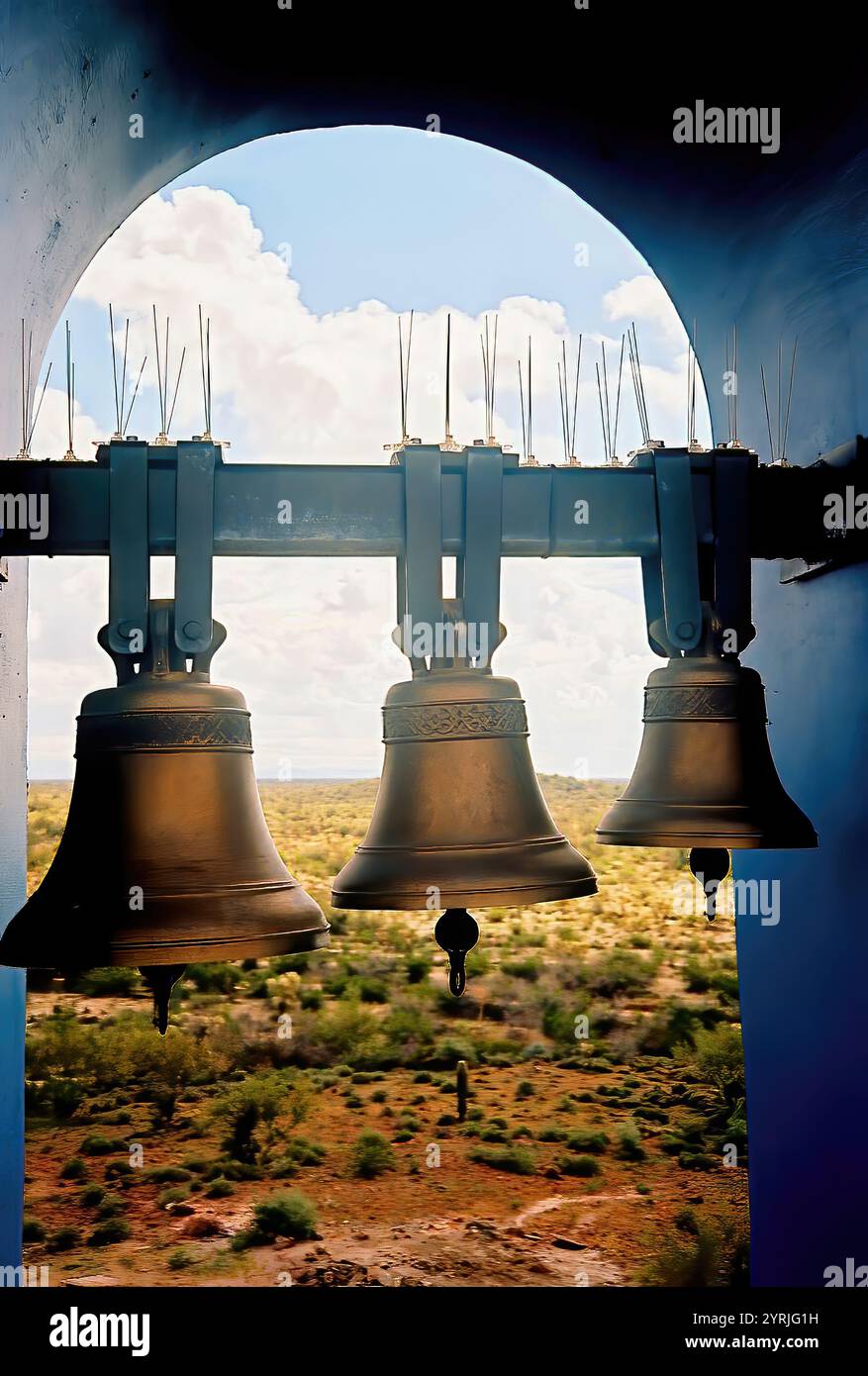 Greek Orthodox chapel bells in Arizona desert at sunset Stock Photo - Alamy