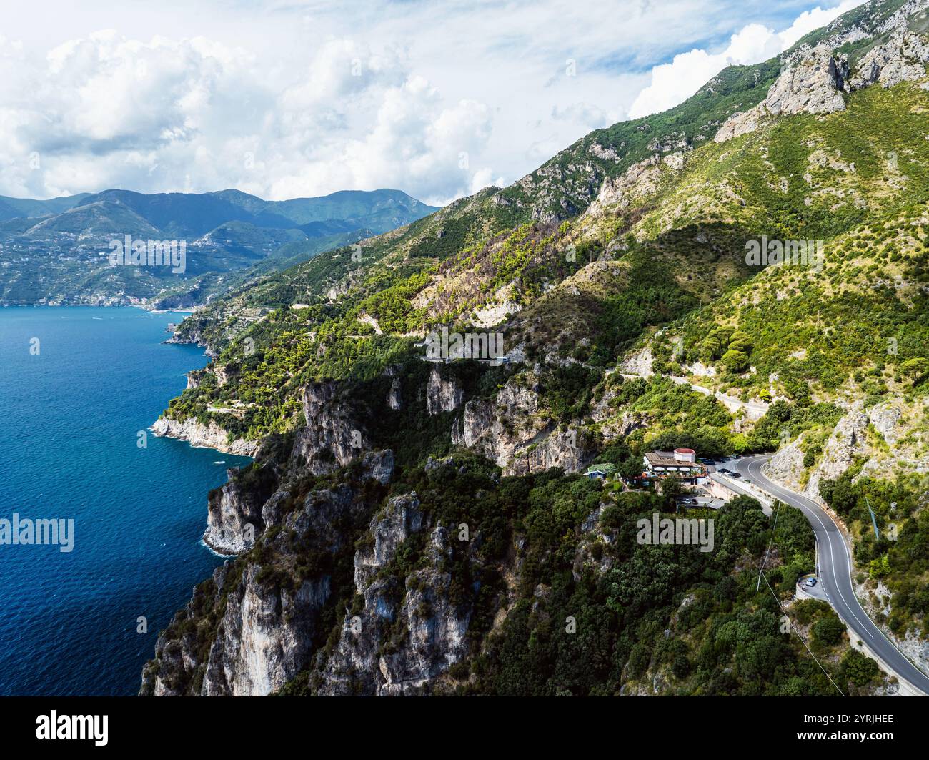 Amalfi Drive from a drone, Amalfi Coast, Maiori, Italy Stock Photo - Alamy