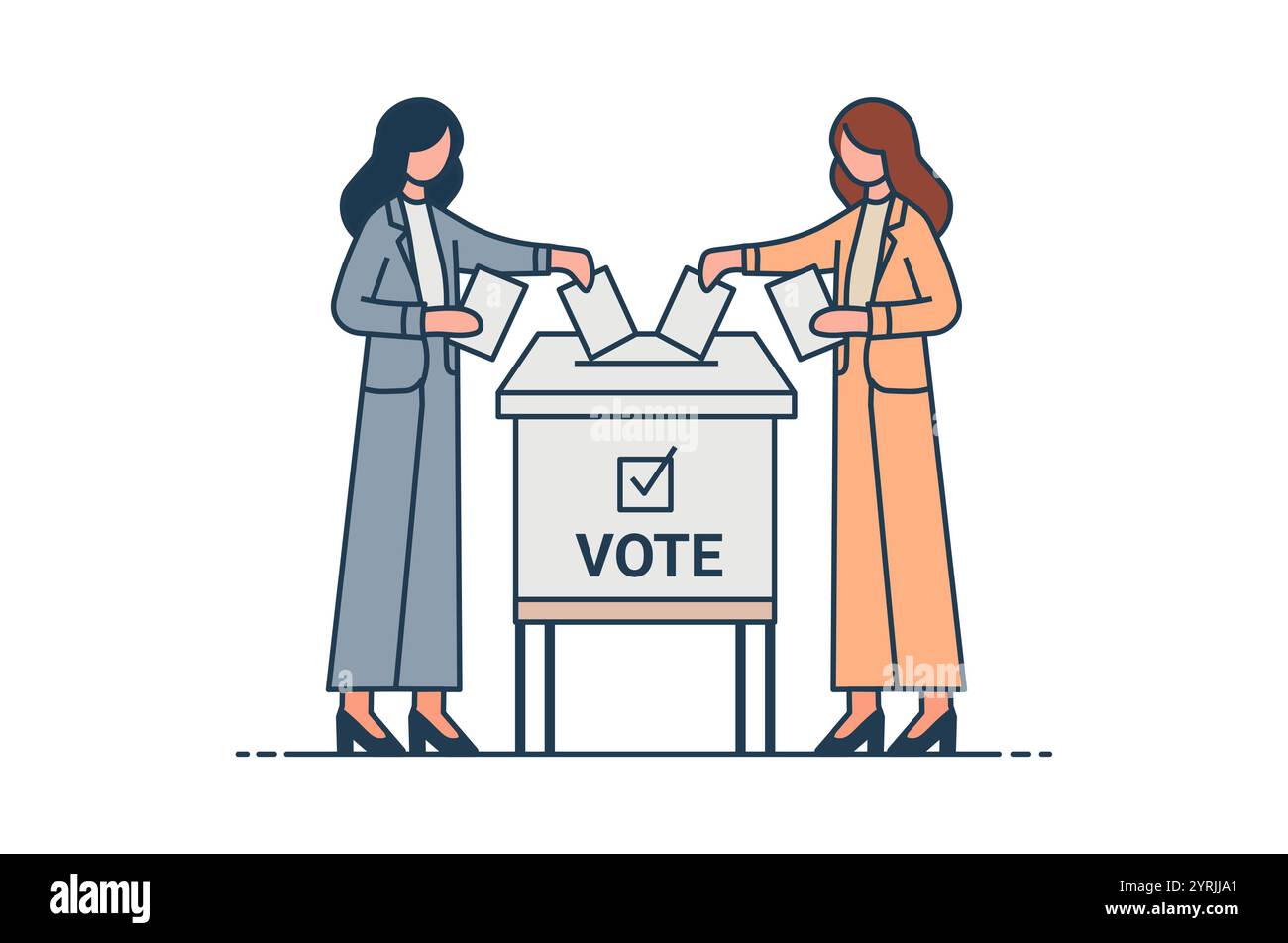 Woman voter box election campaign character. Women vote politics ...
