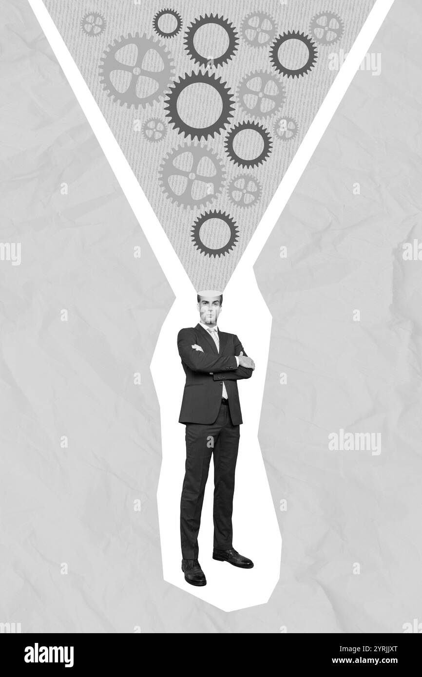 Creative photo 3d collage artwork postcard poster of clever man ...