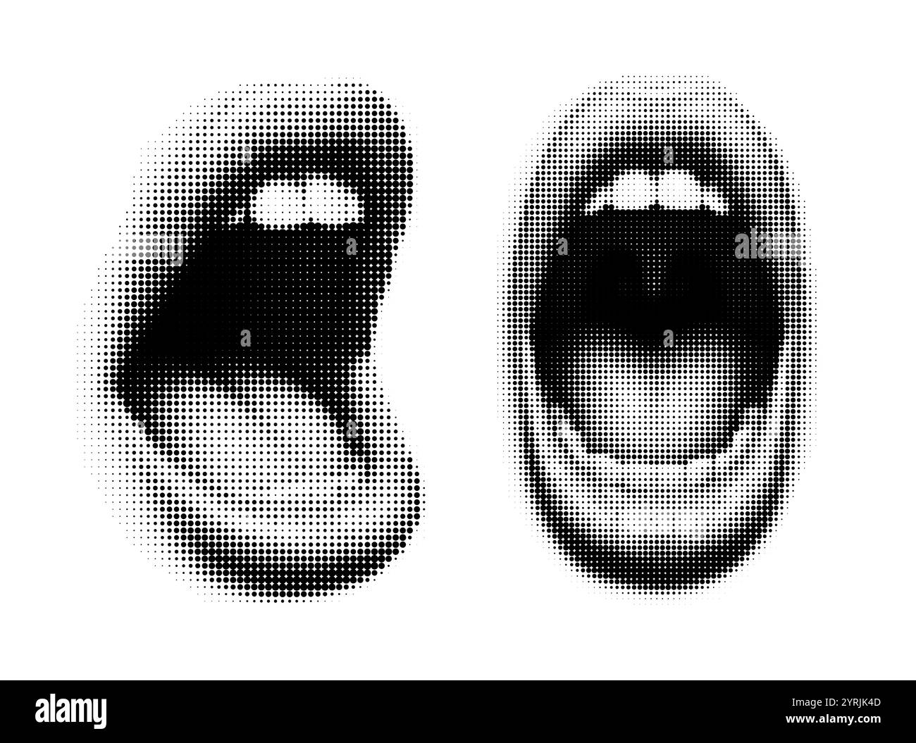 Open mouth halftone illustration. Bold dotted design mouth emphasizing ...