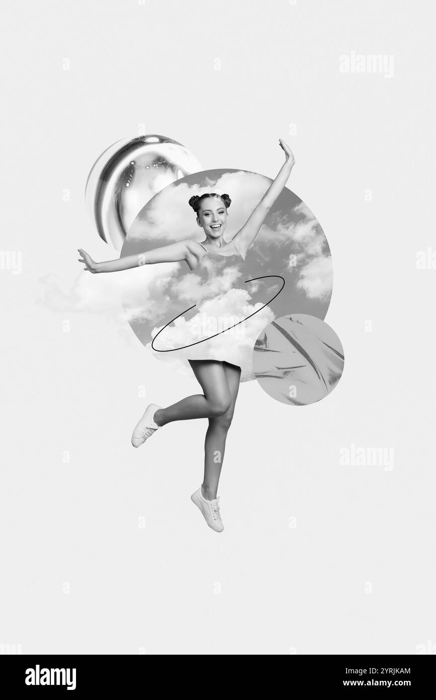 Creative photo 3d collage artwork postcard poster of positive ...