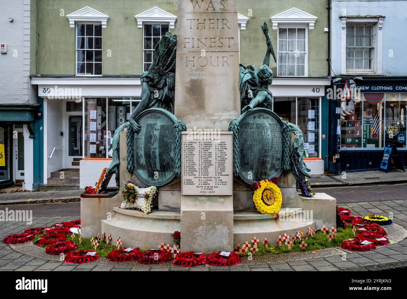 Lewes War Memorial After Remembrance Sunday, Lewes, East Sussex, UK ...