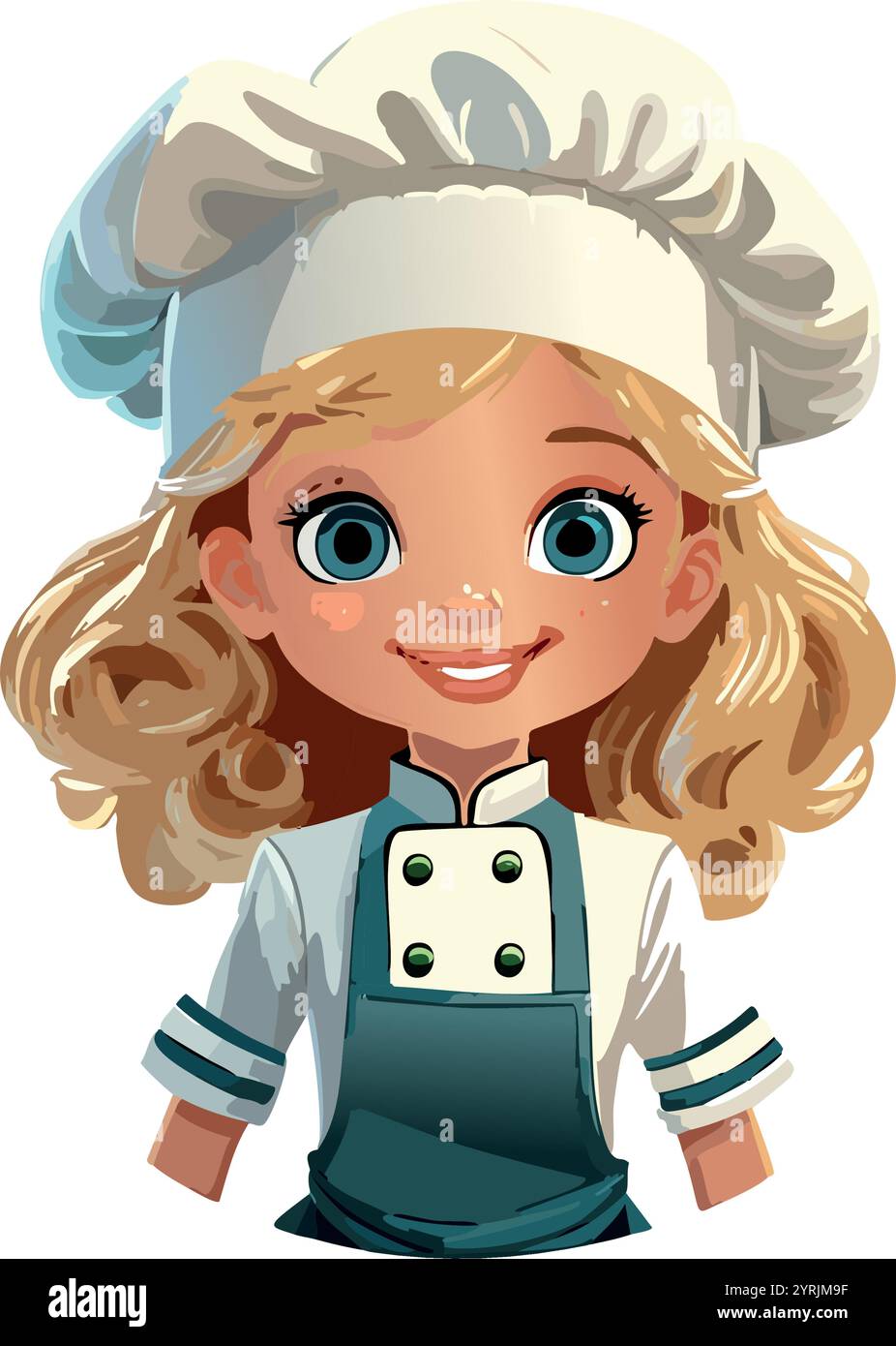 Cartoon style of a child girl chef in a cap and apron Stock Vector ...