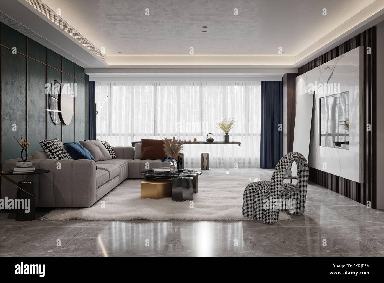 3d render of luxury home interior Stock Photo - Alamy