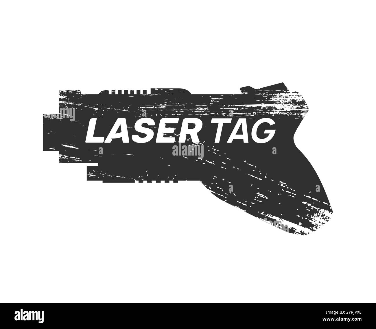 Laser tag text with grunge-style laser gun silhouette. Vintage laser ...