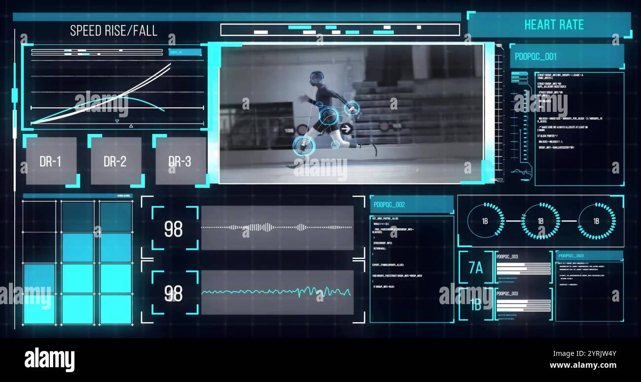 Image of data processing on black background Stock Photo - Alamy