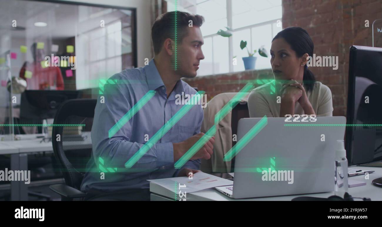Image of data processing and scope scanning over diverse colleagues ...