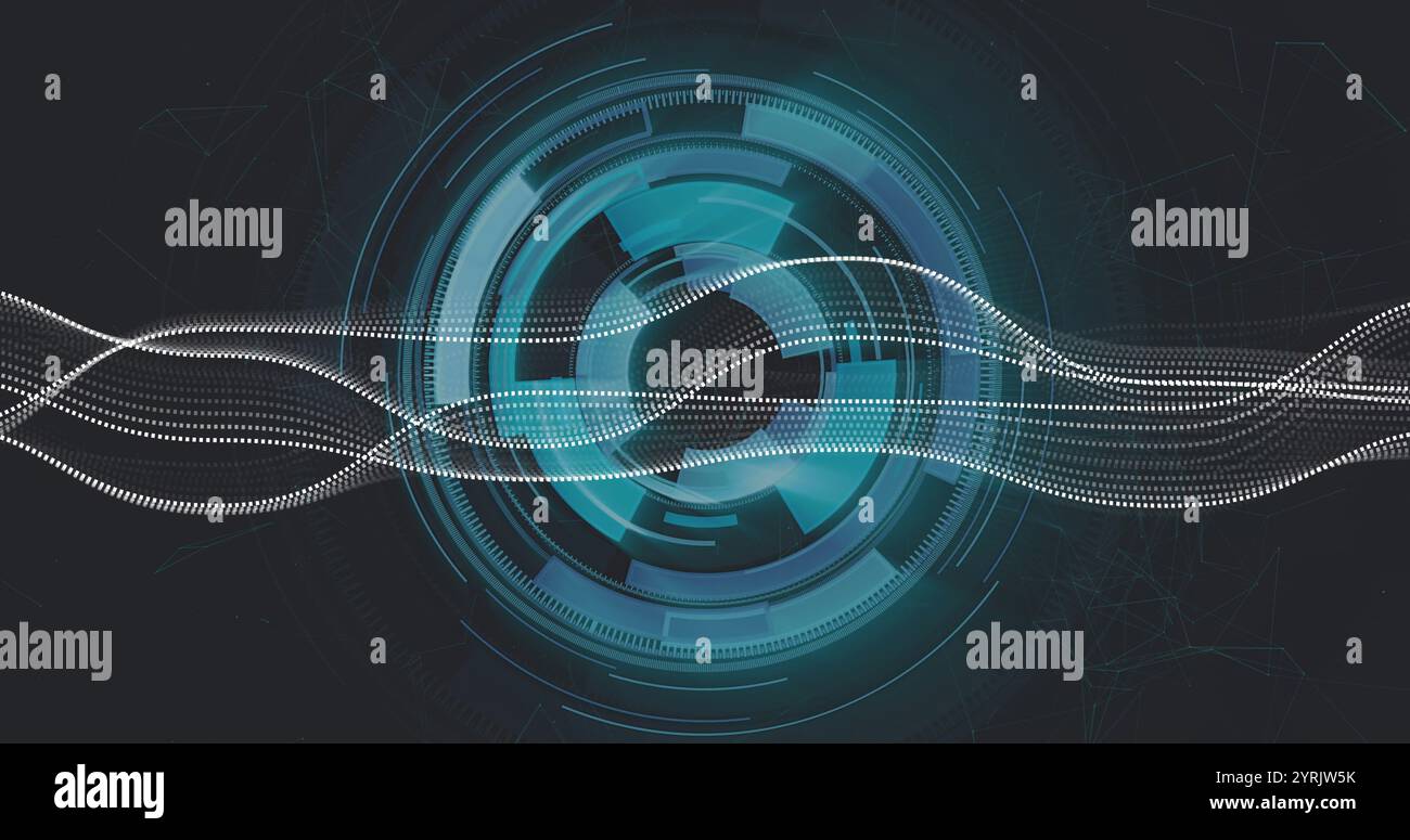 Abstract digital waves and circular patterns, futuristic data ...