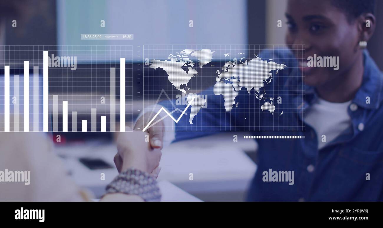 Graph and chart image over business people working in office Stock ...