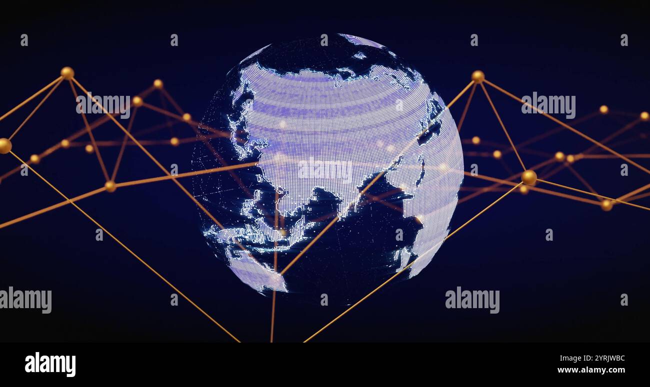 Global network connections image over rotating Earth Stock Photo - Alamy