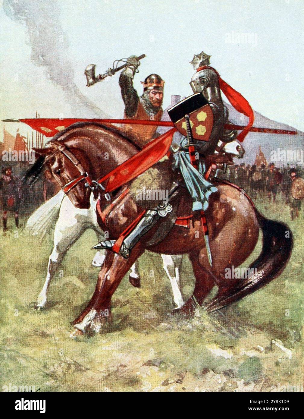 Illustration of the parry between Robert the Bruce and Sir Henry de ...