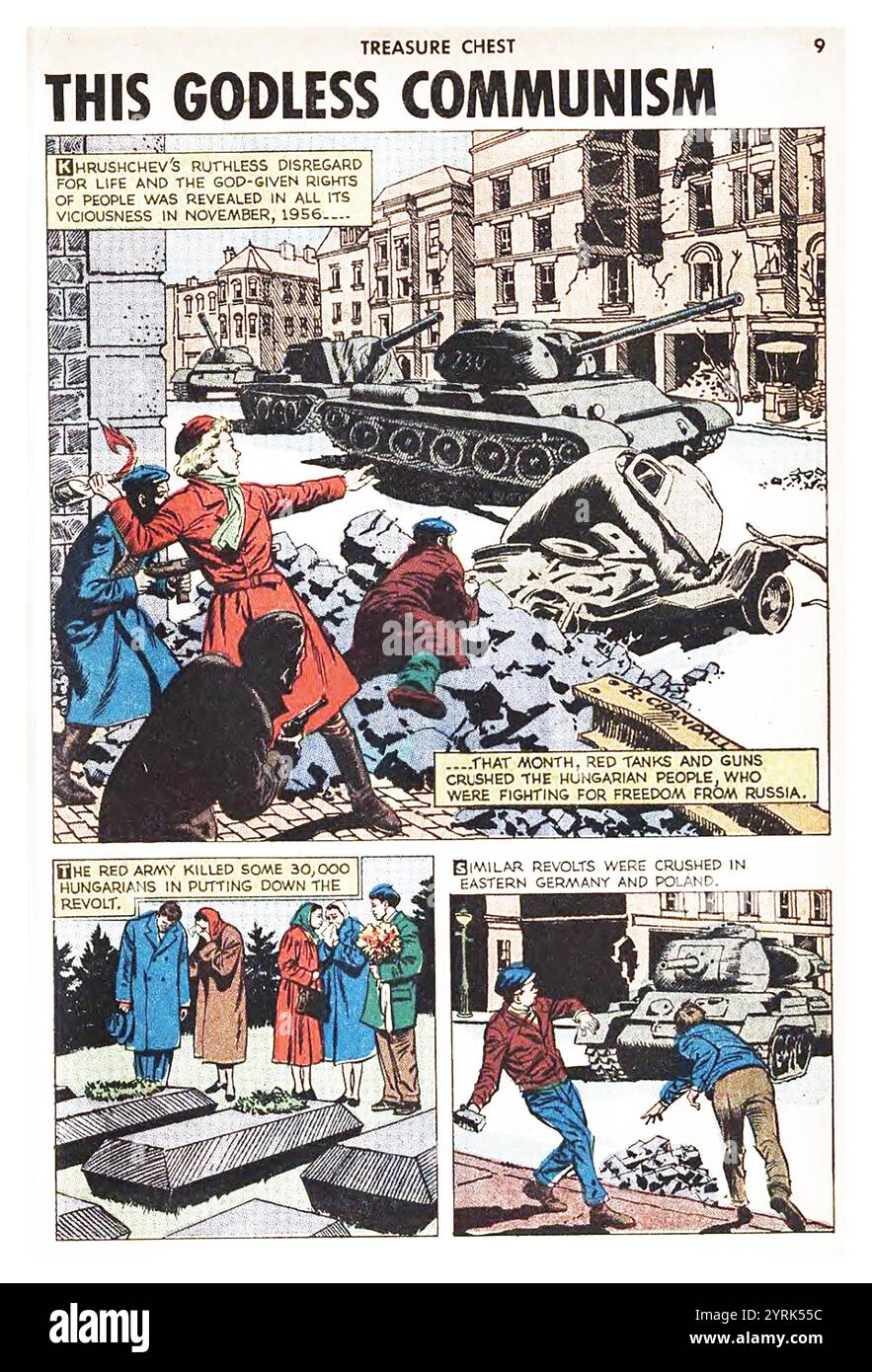 Cartoon depiction of anti-Soviet, uprising and protest in Hungary and ...