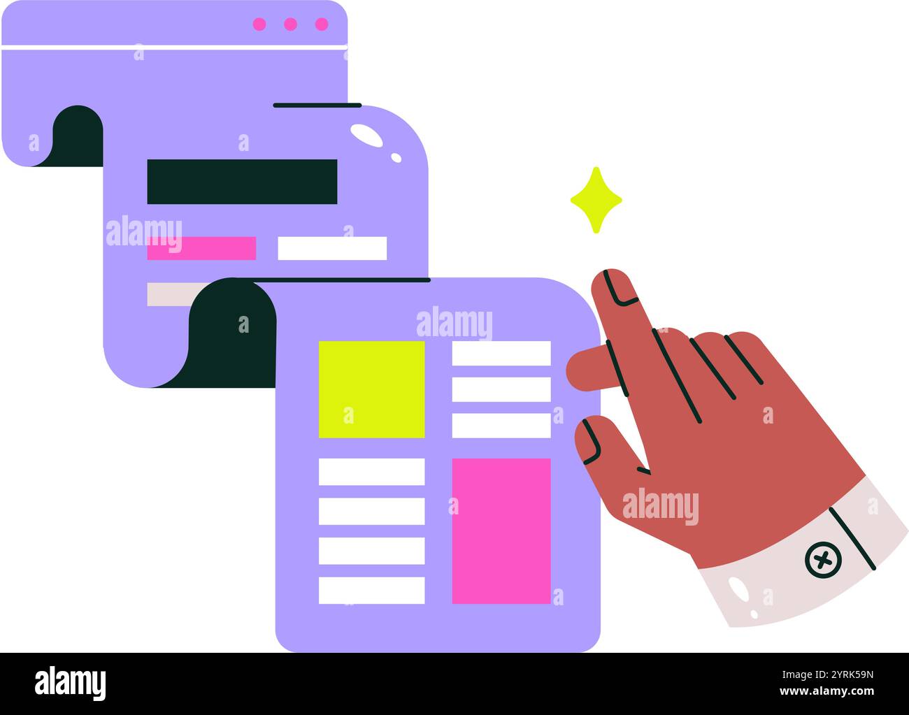Navigation Panel With Hand Gesture In Flat Vector Illustration Symbolizing Interface Design ...