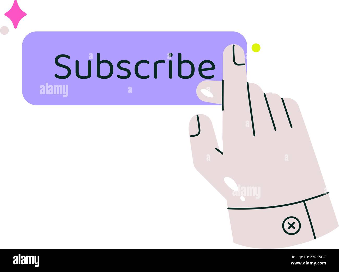 Hand Clicking Subscribe Button In Flat Vector Illustration Symbolizing Engagement, Interaction ...
