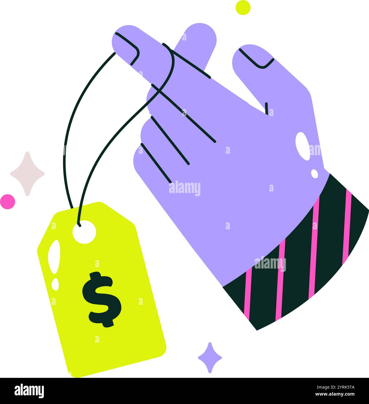 Hand Holding Price Tag In Flat Vector Illustration Symbolizing Sale ...