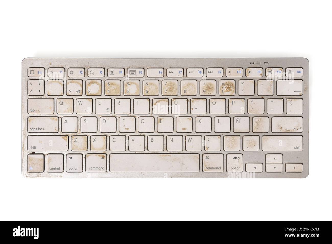 dirty computer keyboard isolated on white background Stock Photo - Alamy