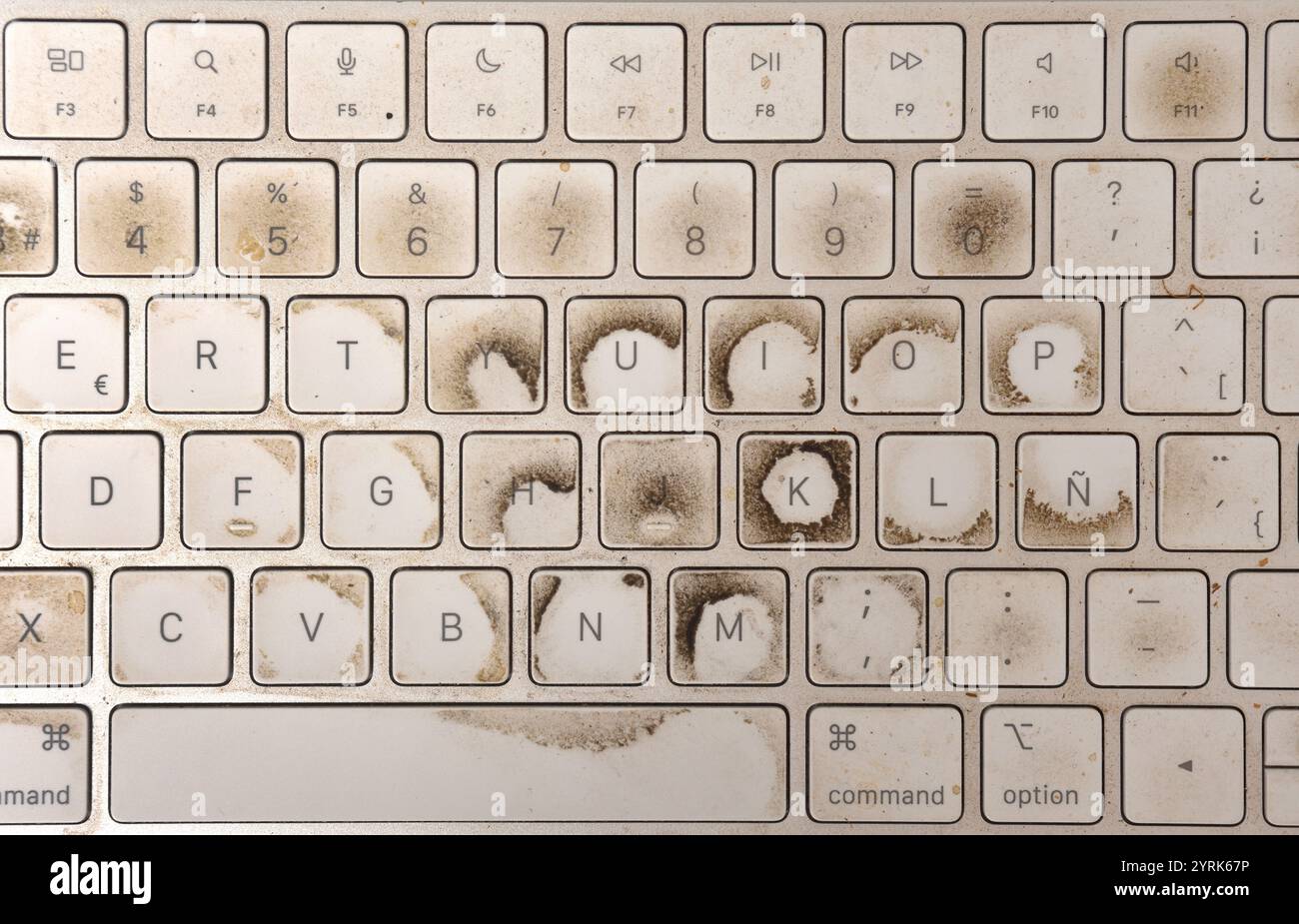 detail of a dirty computer keyboard isolated on white background Stock ...